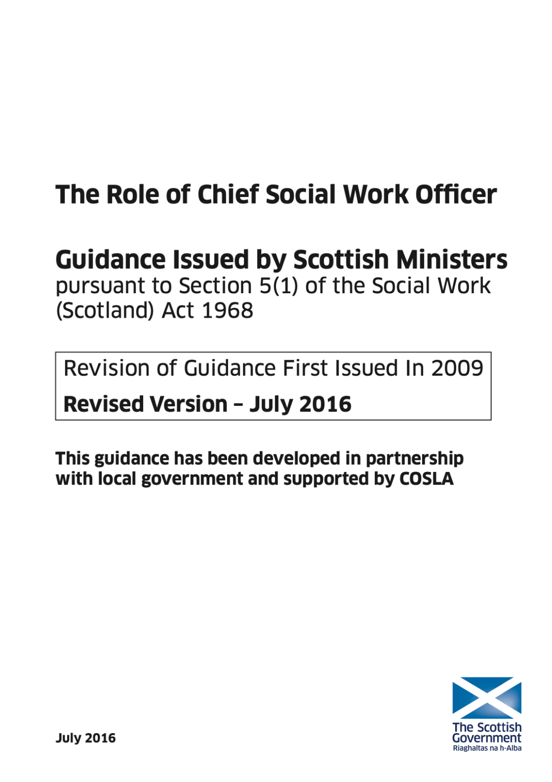 The Role of Chief Social Work Officer - Social Work Scotland